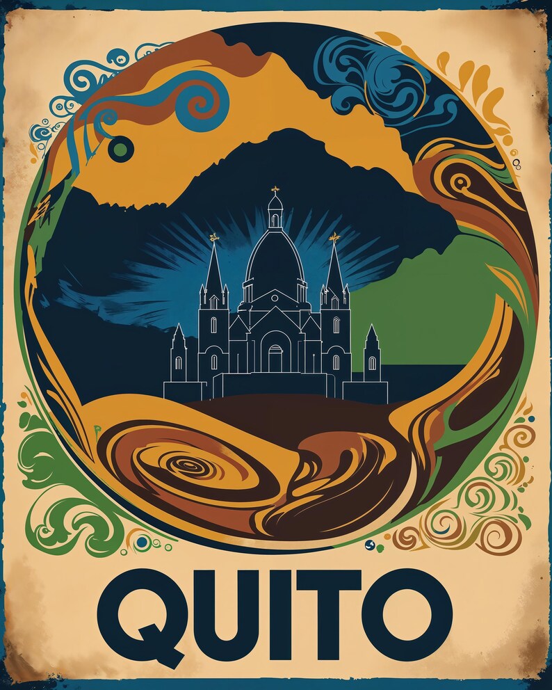 Quito Ecuador Poster – Vintage South America Travel Wall Art| Instant ...