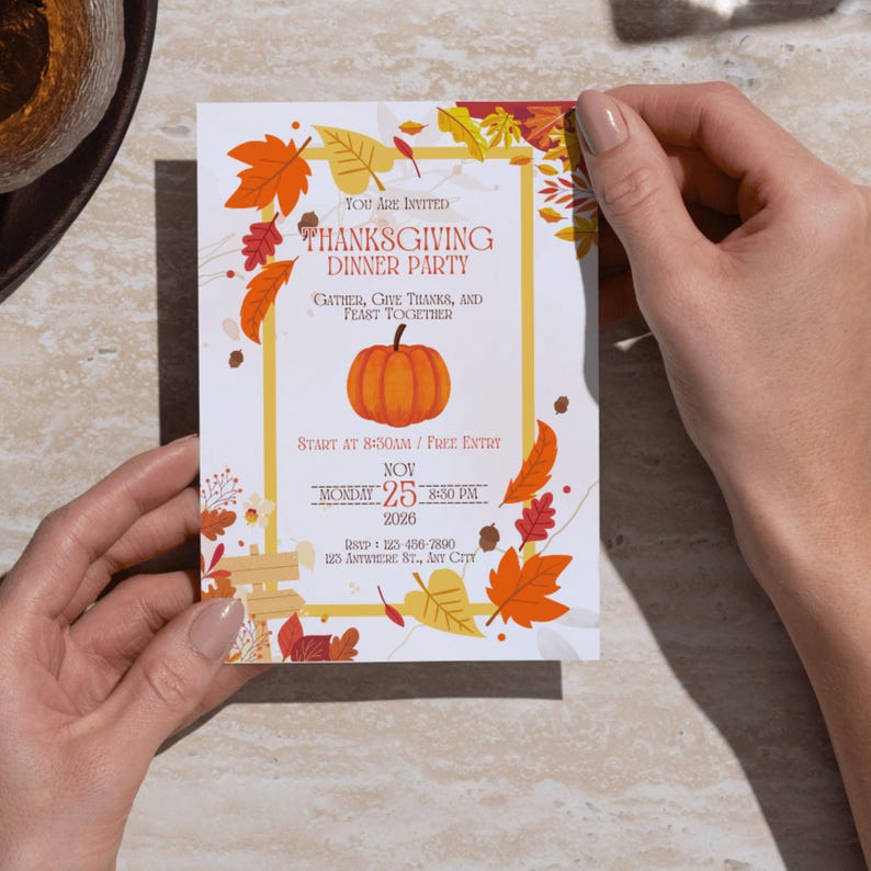 Thanksgiving Dinner Invitation, Plaid Design (digital Download ...