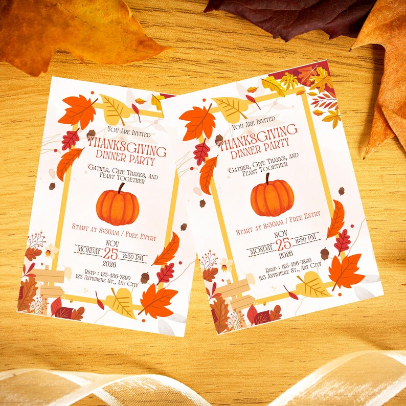 Thanksgiving Dinner Invitation, Plaid Design (digital Download ...