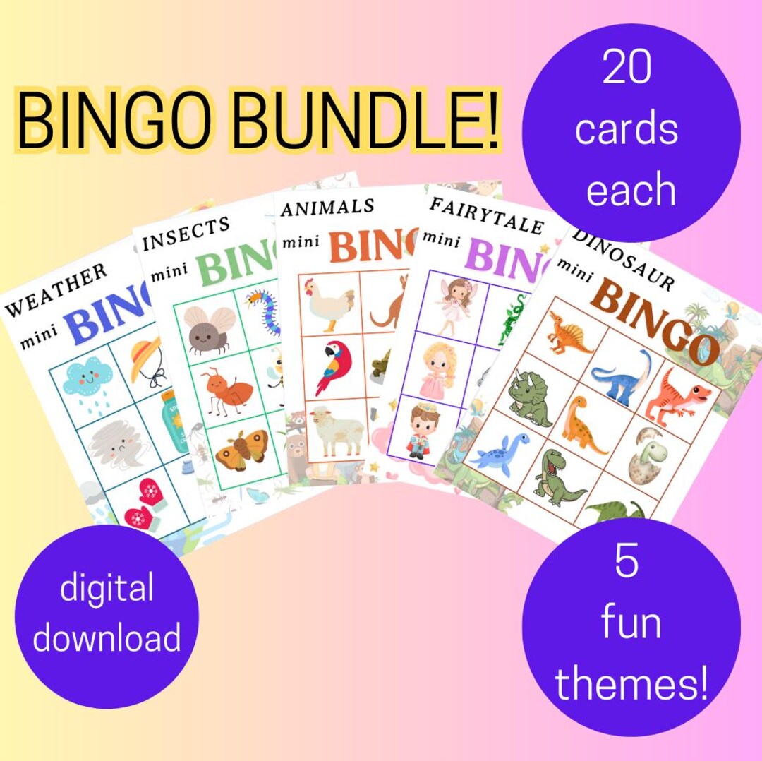 Bingo Game Bundle: Prek, TK, Kindergarten Introductory Game, 5 Themes ...