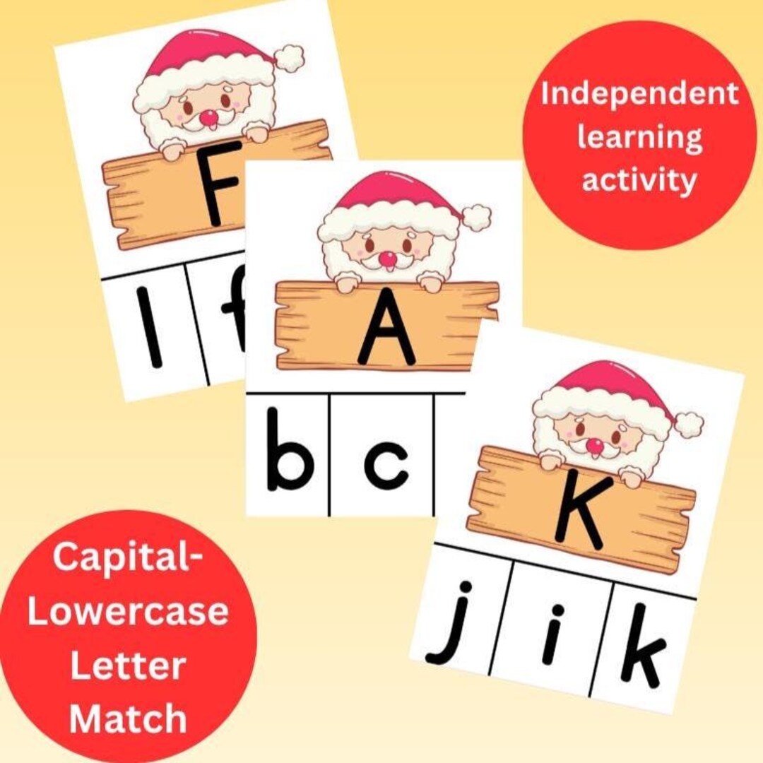 Christmas Santa Capital Lowercase Letter Match | Printable Activity - Etsy