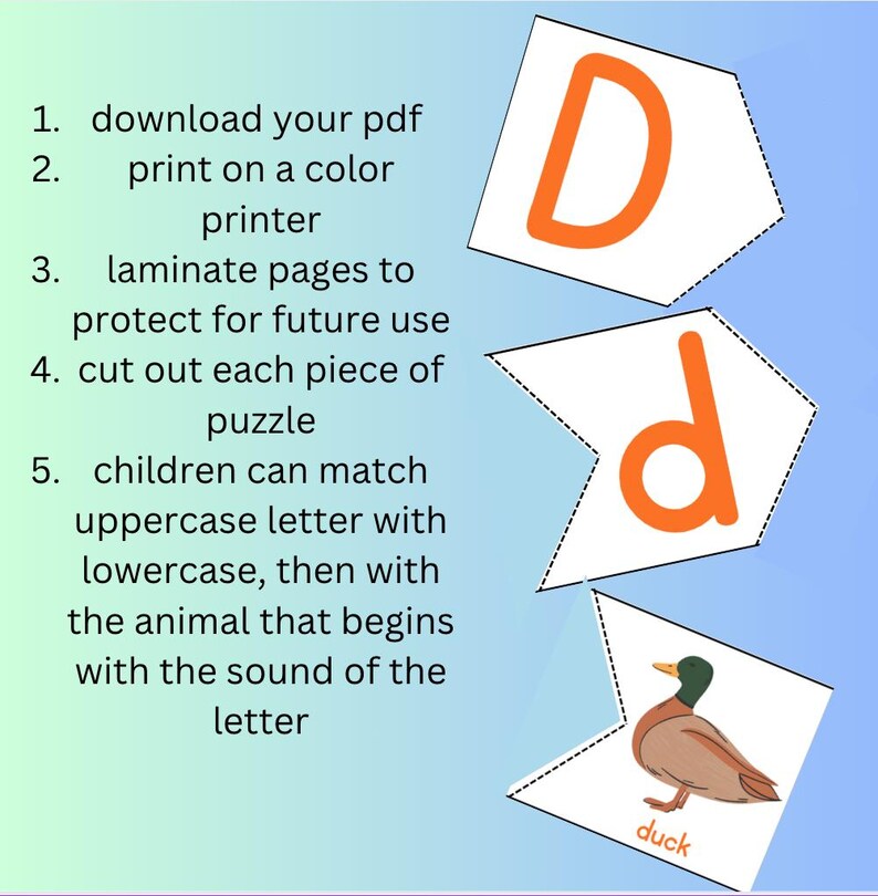 Animal Beginning Sounds Matching Puzzle | Uppercase and Lowercase ...