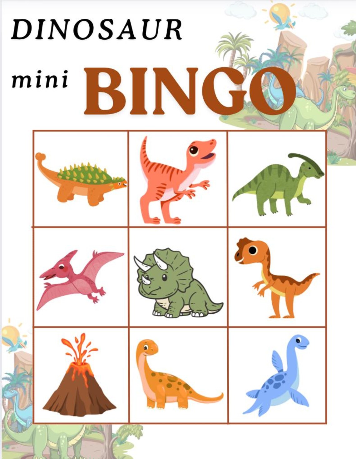 Dinosaur Bingo Game | Prek, TK, Kindergarten Introductory Game (digital ...