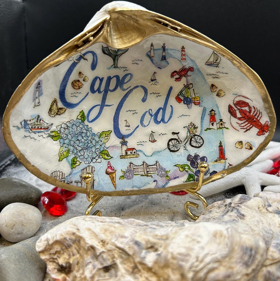 Cape Cod Scene Shell Ring Dish or Coastal Home Decor - Etsy
