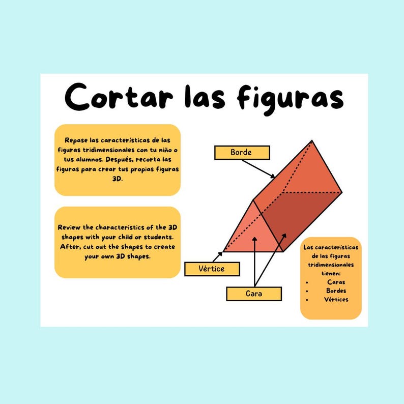 3D Shapes Flashcards & Worksheet | Tarjetas Bilingües De Figuras En 3D ...