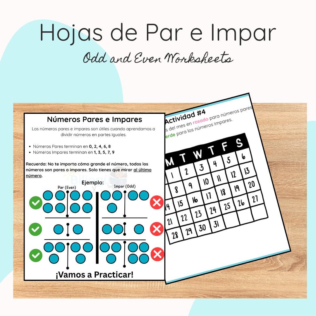 Hojas De Par E Impar | Odd and Even Numbers Worksheets - Etsy