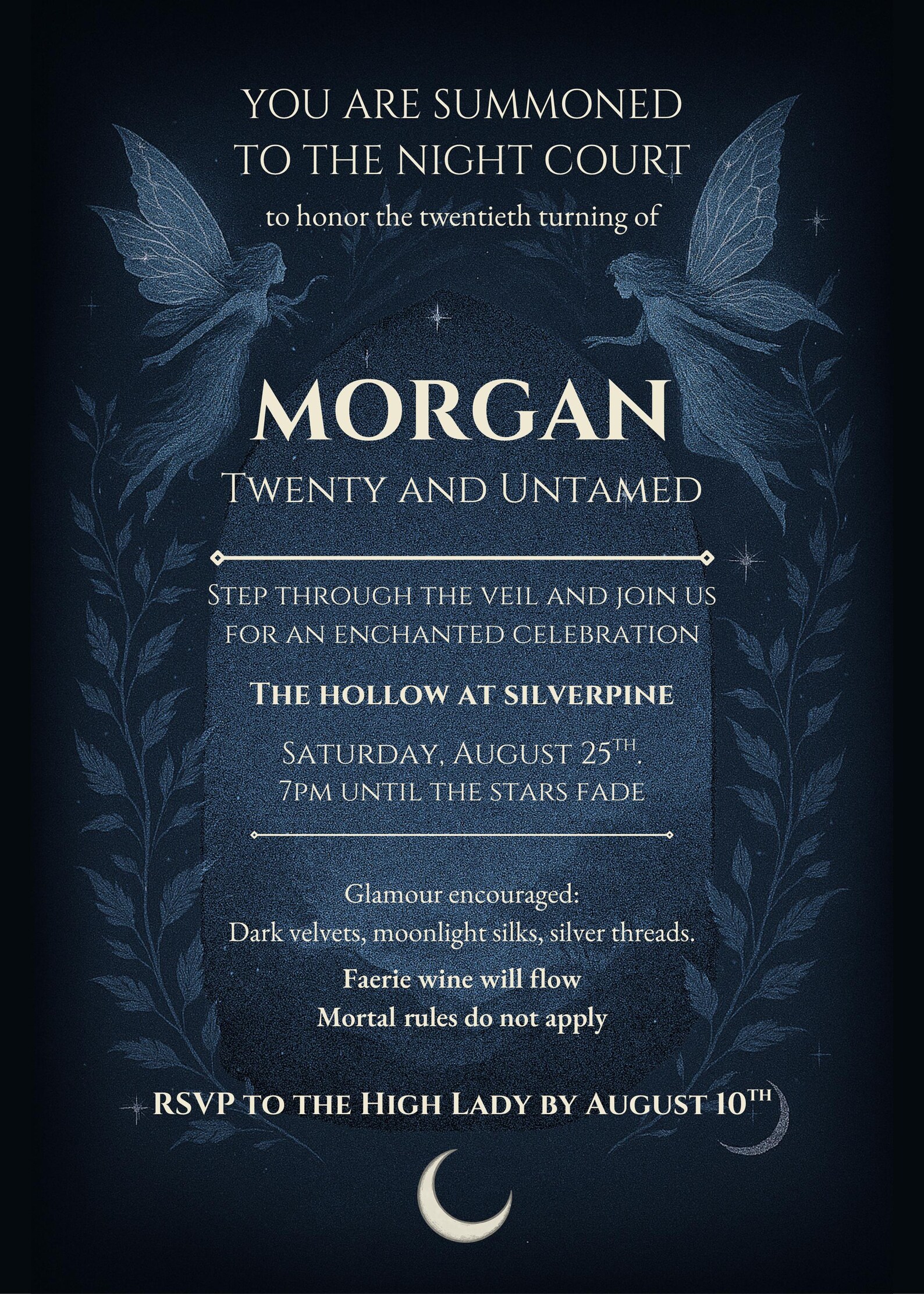 Dark Fairy Birthday Invitation Template - Editable ACOTAR Night Court ...
