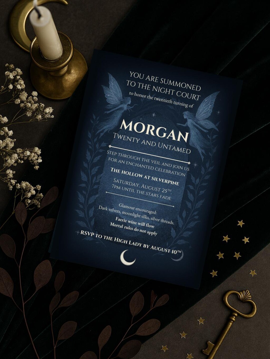 Dark Fairy Birthday Invitation Template - Editable ACOTAR Night Court ...