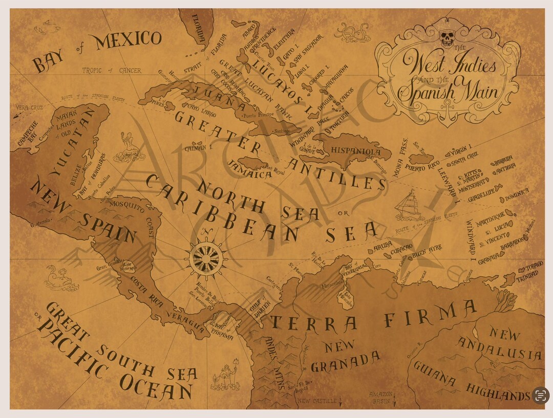 Map of the Pirate Age - Etsy