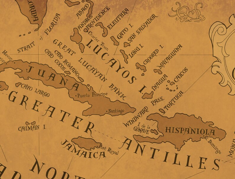 Map of the Pirate Age - Etsy