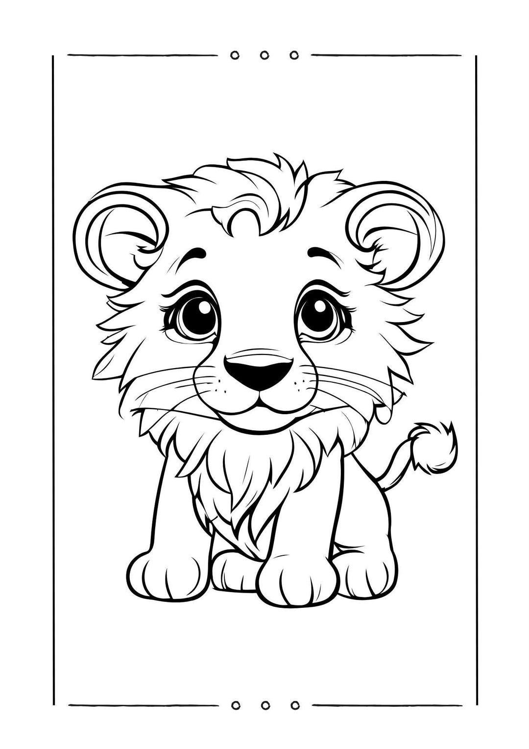 Cute Lion Coloring Page – Instant Download PDF for Kids – Printable ...