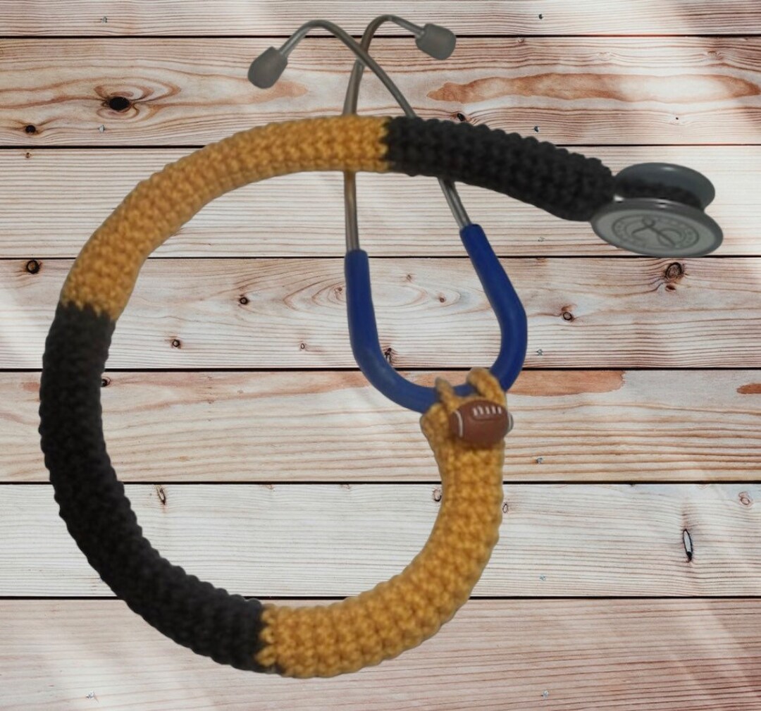Handmade Crochet STETHOSCOPE COVER Black and Gold Pittsburgh Steelers ...