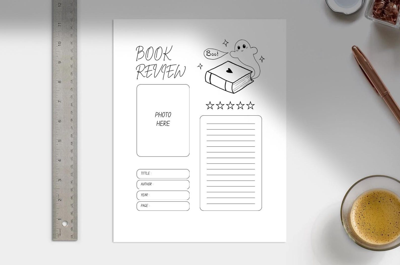 Printable Book Review Template | Reading Review Page | Halloween Ghost ...