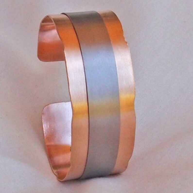 Bronze and Titanium Cuff Bracelet Hand Forged - Etsy