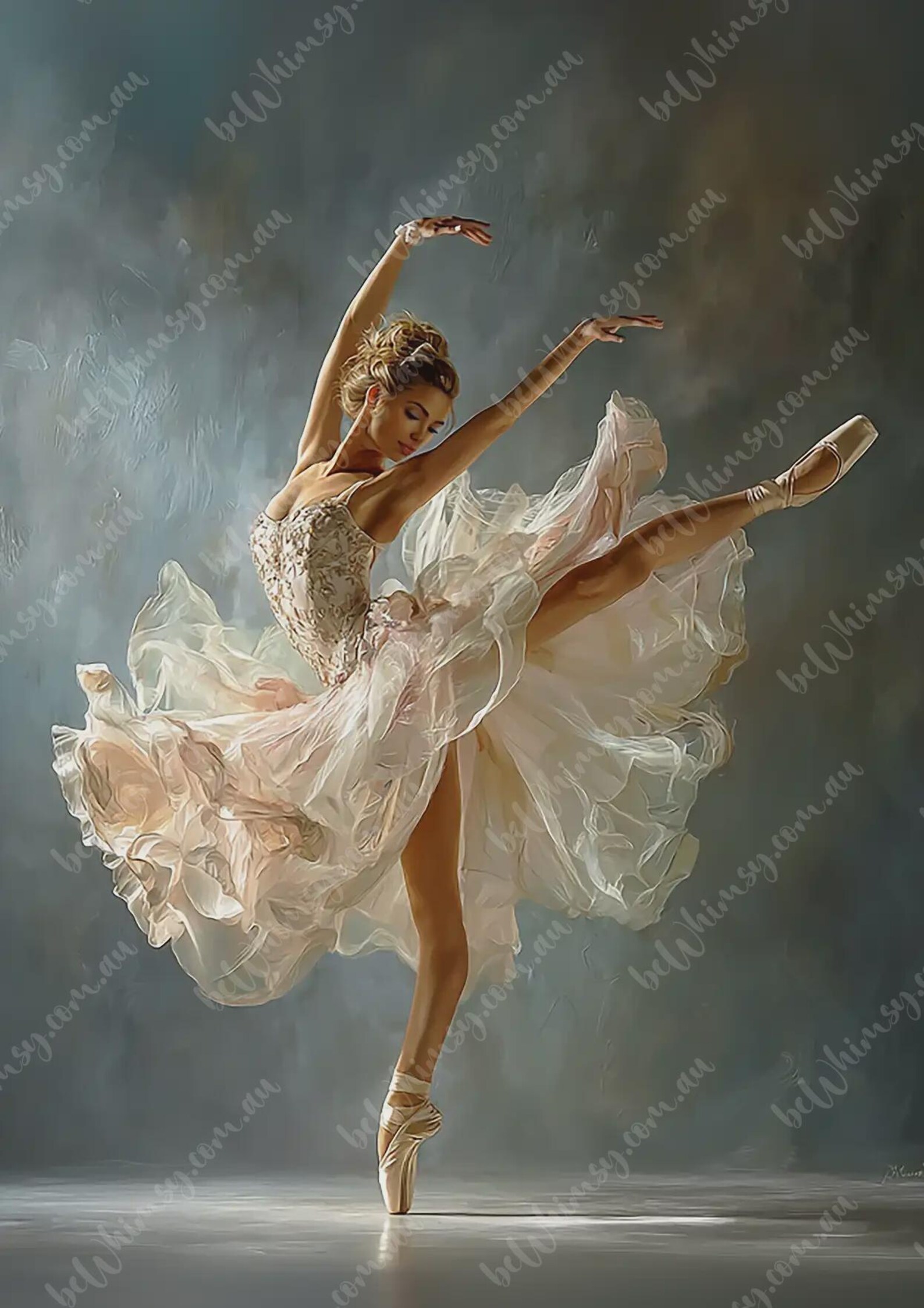 Lina | Ballet Dancer Mid-leap in Flowing Tulle | Extra-large Decoupage ...