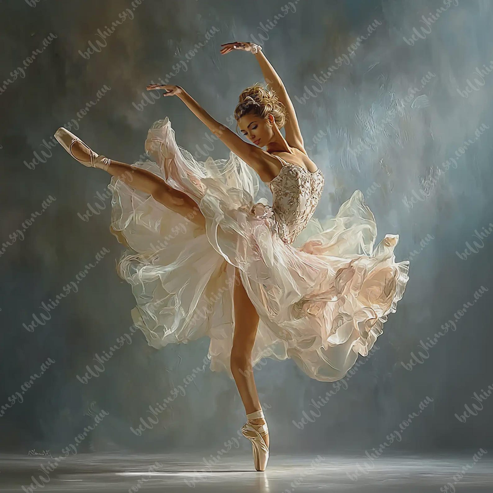 Lina | Ballet Dancer Mid-leap in Flowing Tulle | Extra-large Decoupage ...