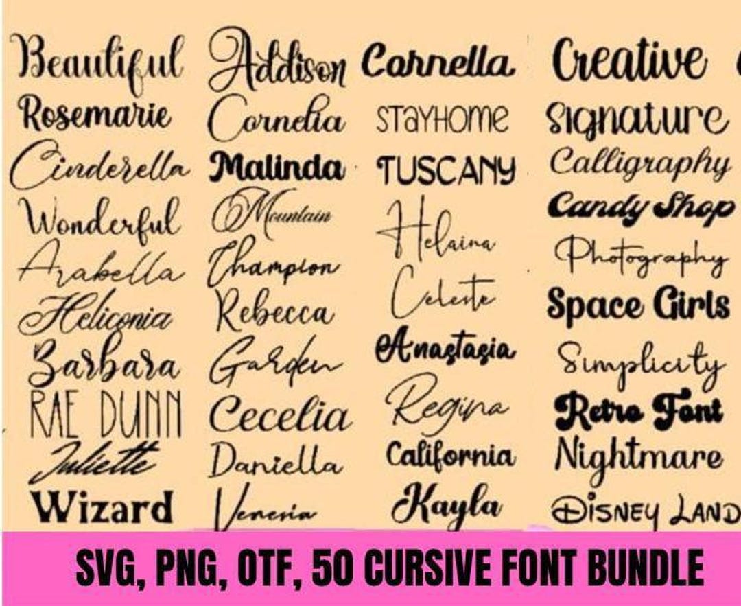 50 Ultimate Cursive Fonts SVG Bundle (digital Download) - Etsy Australia