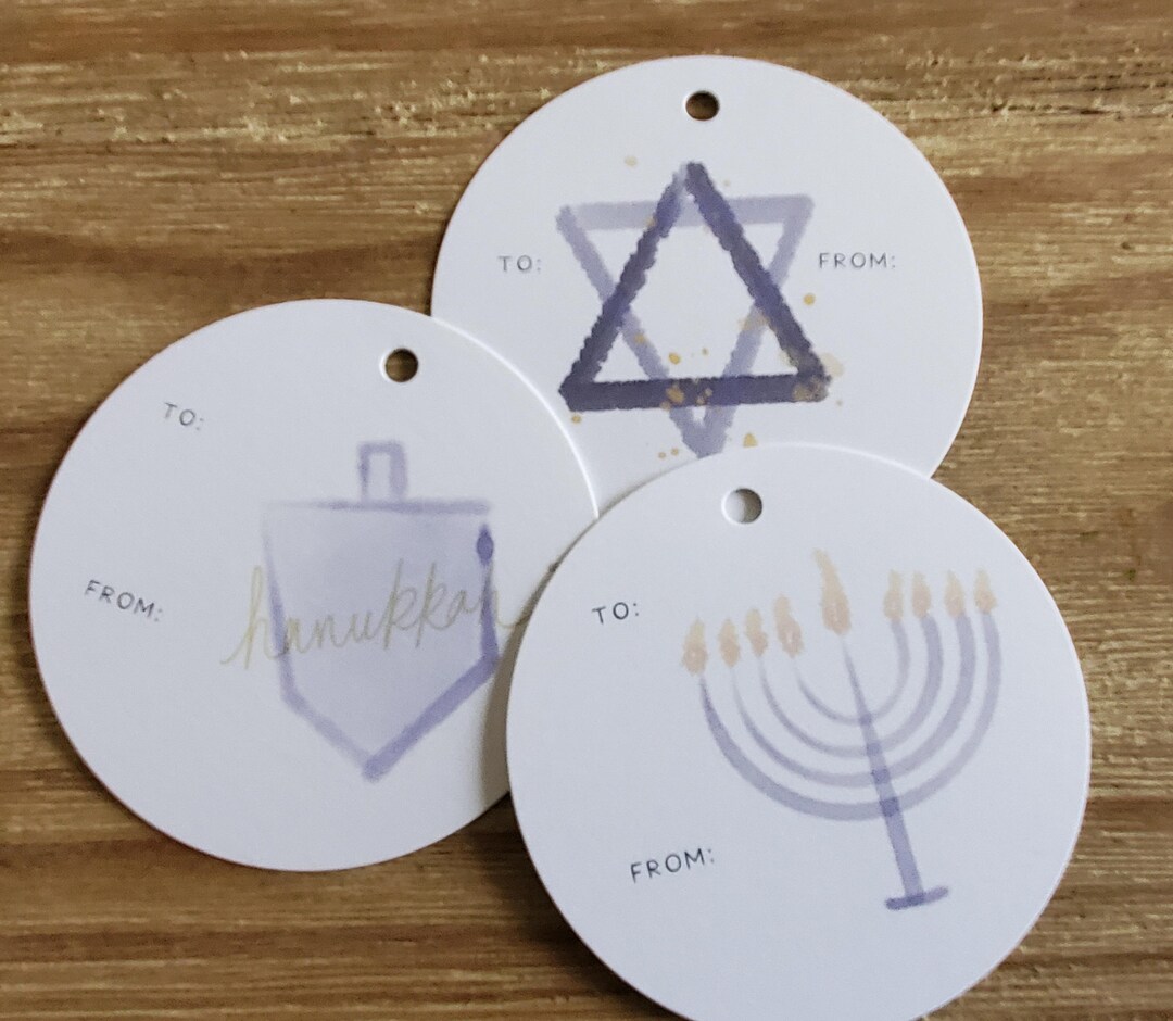 12 Ct. Hanukkah Gift Tags Hanukkah Gift Tag Holiday Tag Watercolor Gift ...