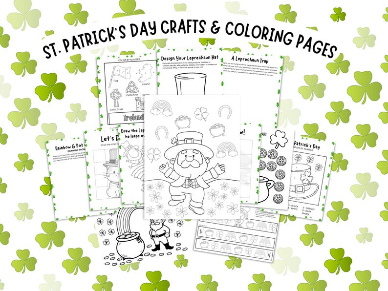 St. Patrick's Day Activity Bundle, Coloring Pages, Leprechaun Trap (PDF ...
