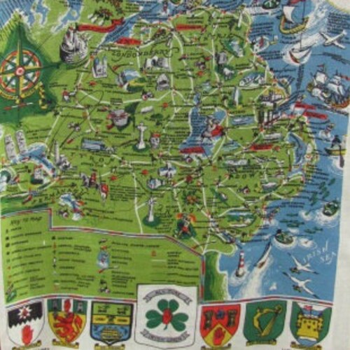 Vintage 80's Map of Ireland Pure Irish Linen Kitchen Tea - Etsy