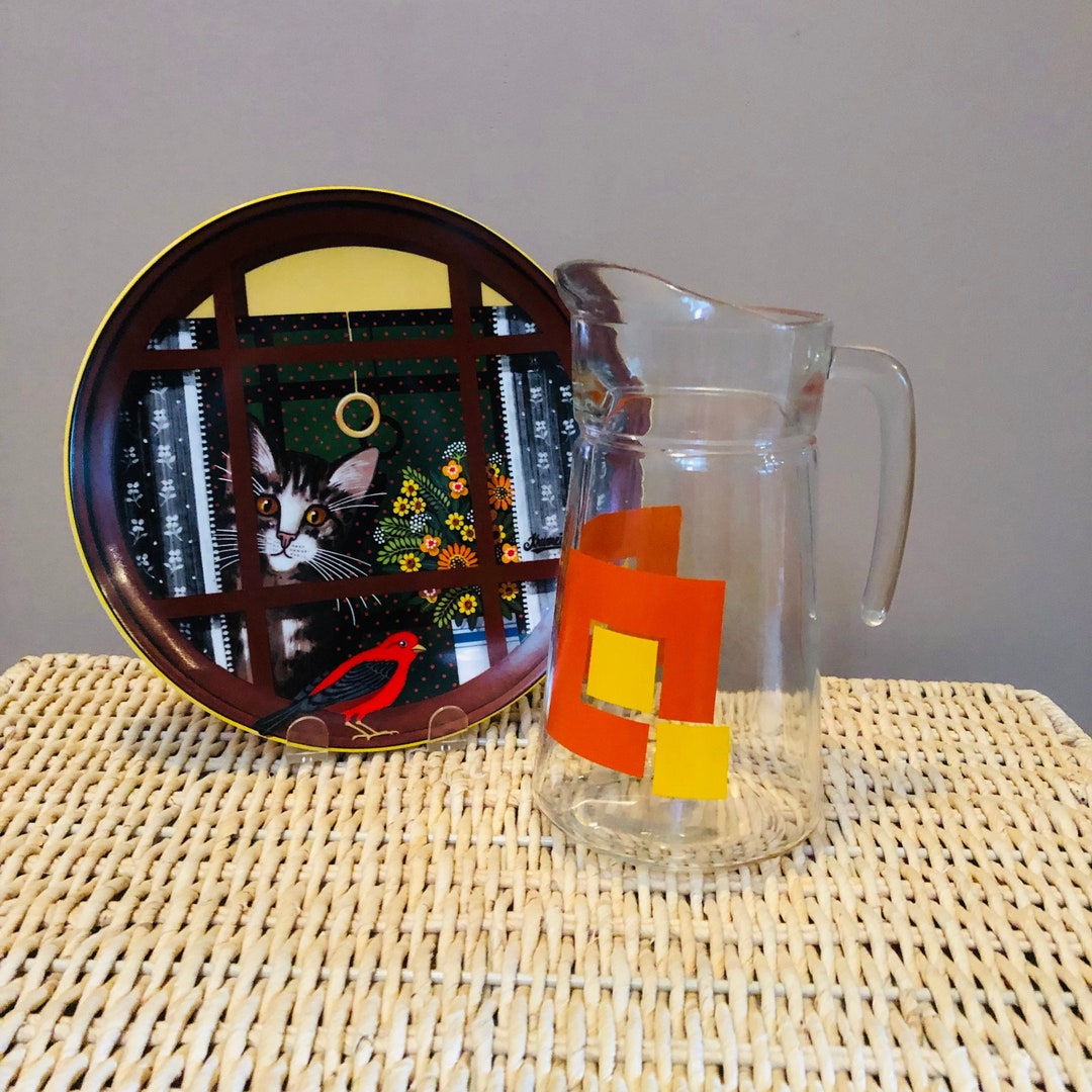 Vintage 60's Abstract Mod Italian Glass Pitcher - 60's Kitchen - 60's ...