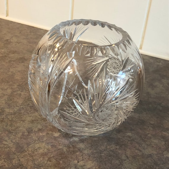 Vintage 50's Pinwheel Crystal Rose Bowl Crystal Bowl - Etsy