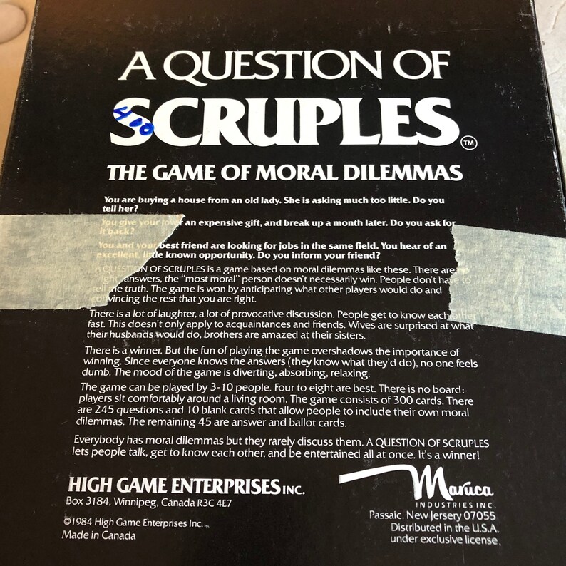 Vintage 80's a Question of Scruples Board Game - Etsy