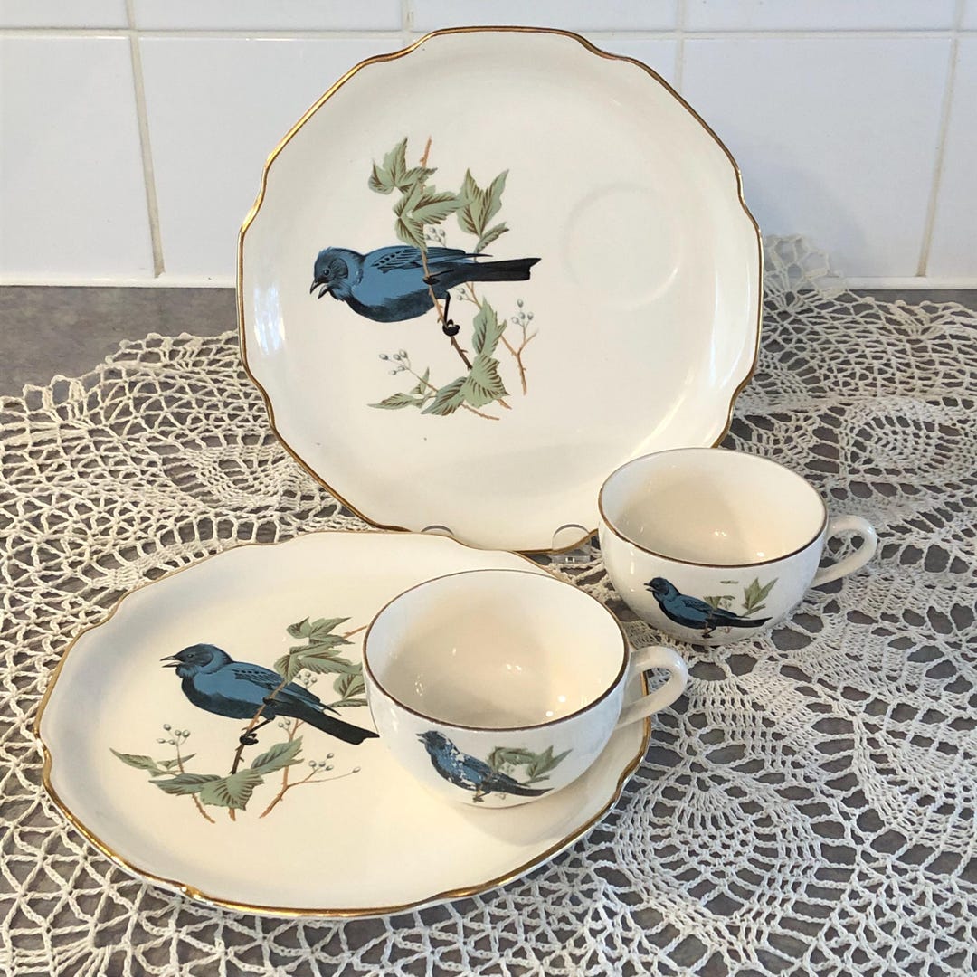 Vintage 50's Georgian China "blue Bird" Tennis Set - 2 - Tea Set ...