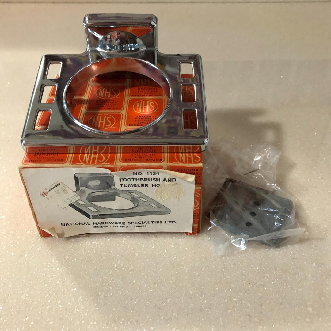 Vintage 60's Chrome Toothbrush and Tumbler Holder - NOS - 60's Bathroom ...