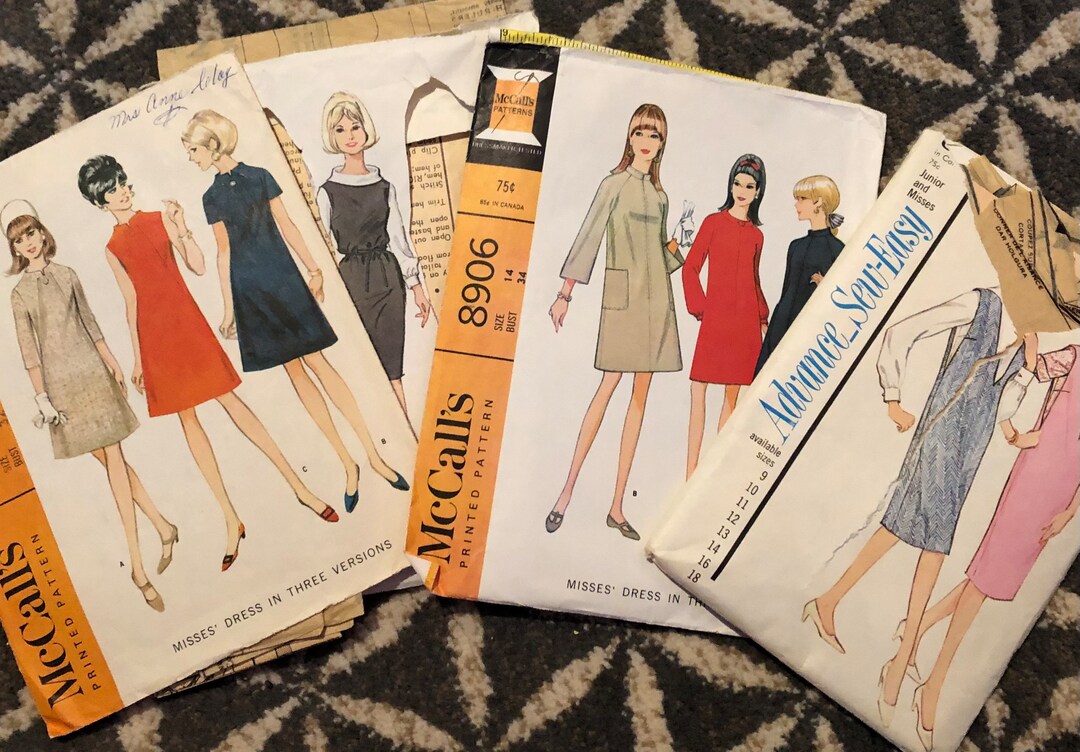 Vintage 70's Style Dress Patterns - 4 - #7400, 8865, 8906, 3432 ...