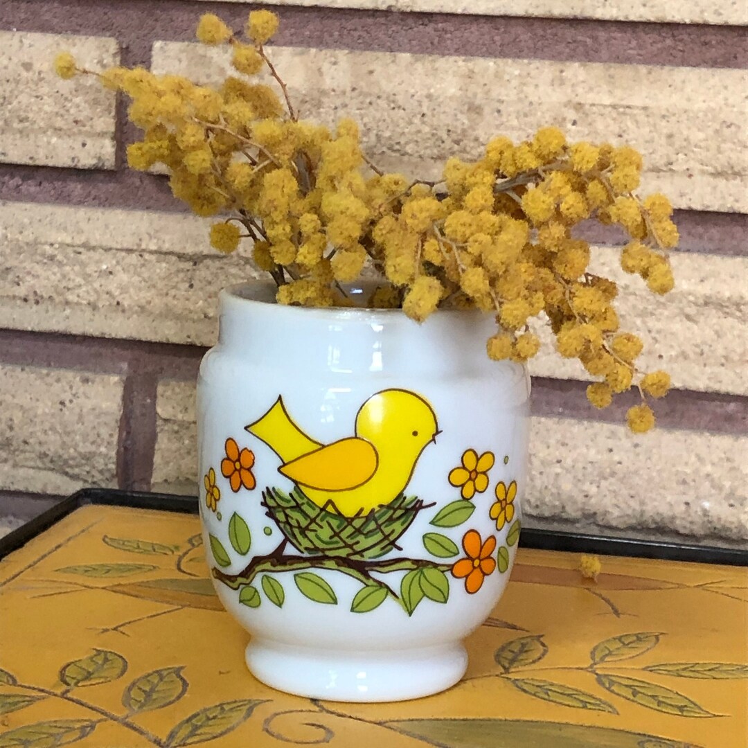 Vintage 50's Japan Ceramic Yellow Bird Vase 50's Kitchen Yellow Canary ...
