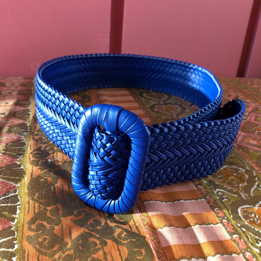 Vintage 90's Cobalt Blue Leather Belt - Medium - Unisex Belt - 90's ...