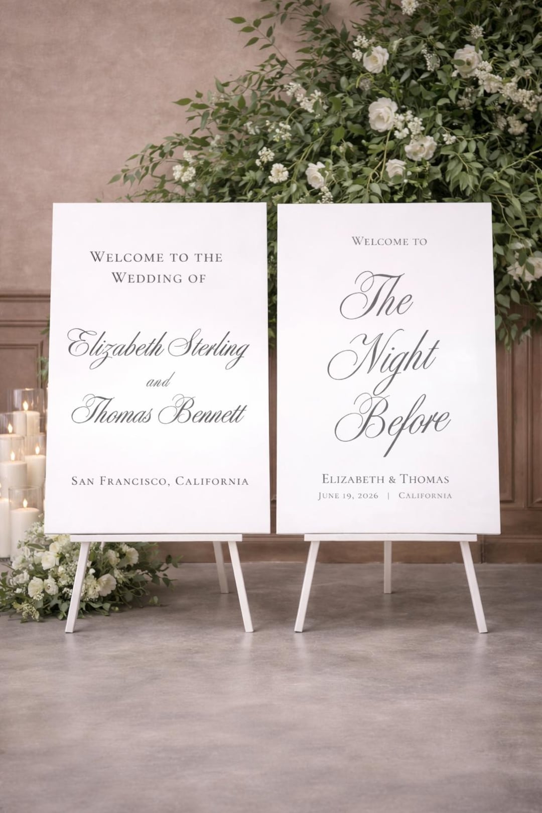 Classic Wedding Welcome Sign Set – Formal Serif Design (24x36 Inches ...