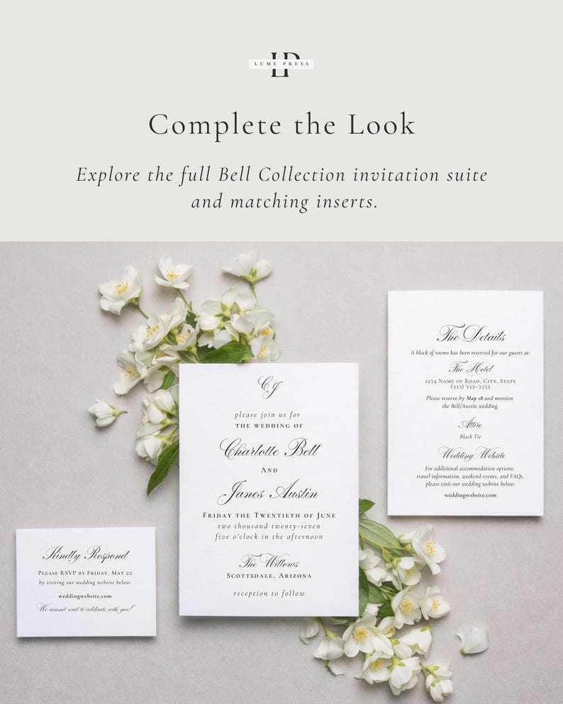 Wedding Weekend Itinerary Card, Elegant Bell Collection (digital ...