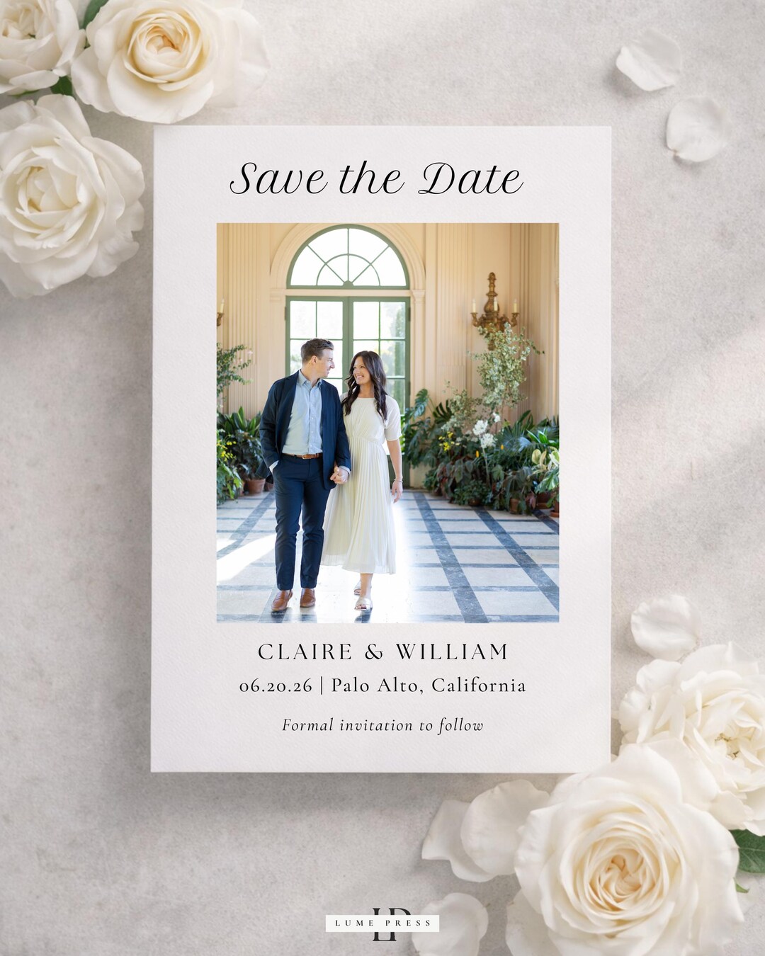 Digital Save the Date Canva Template | Formal Wedding Announcement With ...
