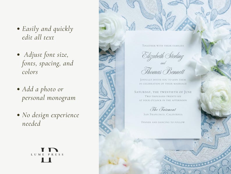Elegant, Digital Wedding Invitation Suite, Formal & Classic Invite ...