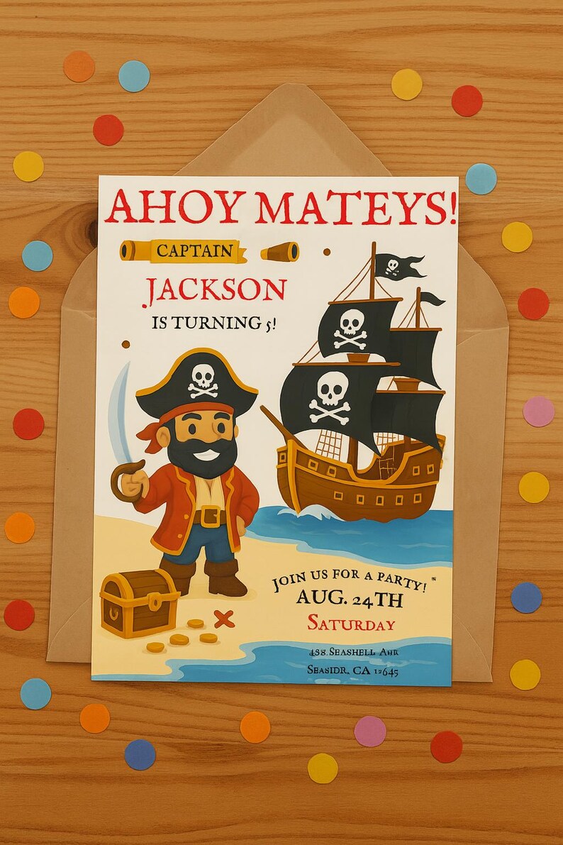 Editable Pirate Birthday Invitation | Treasure Map Party Invite for ...
