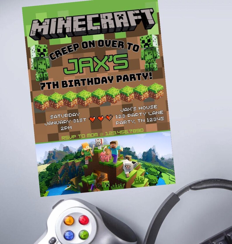 Editable Gamer Birthday Invitation, Pixel Birthday Invitation, Editable ...