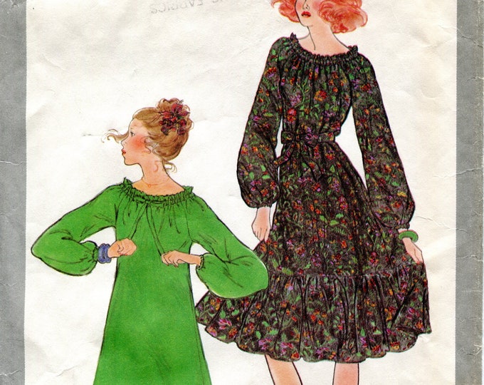 Simplicity 8388 Vintage 70s Boho Chic Peasant Dress Ruffled Original ...