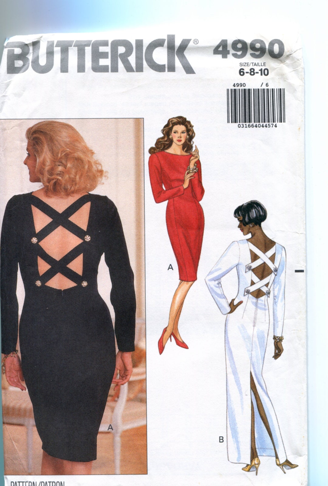 Butterick 4990 Vintage 1990s Criss Cross Open Back Evening Dress ...