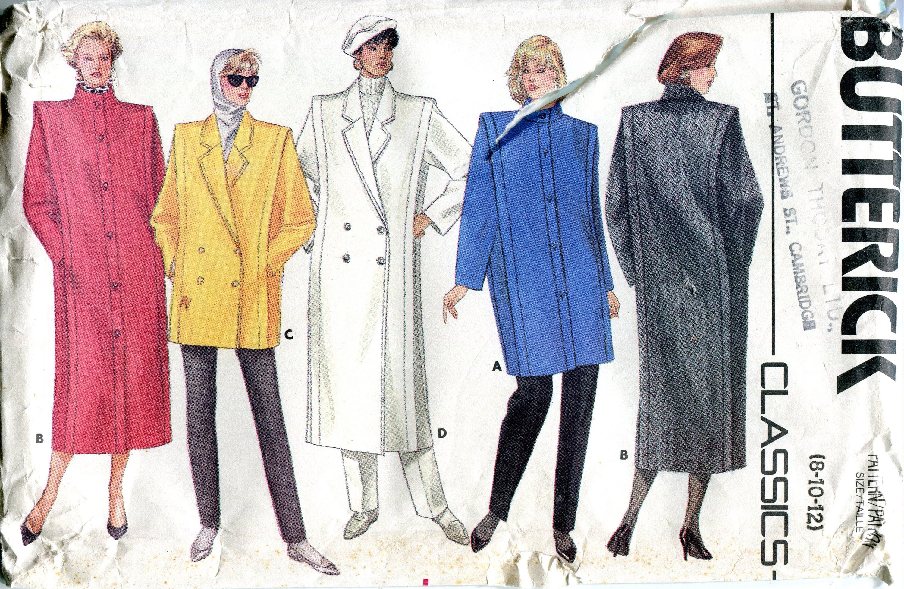 Butterick 4044 Coat Jacket Vintage 1980s Original Sewing Pattern 8 10 ...