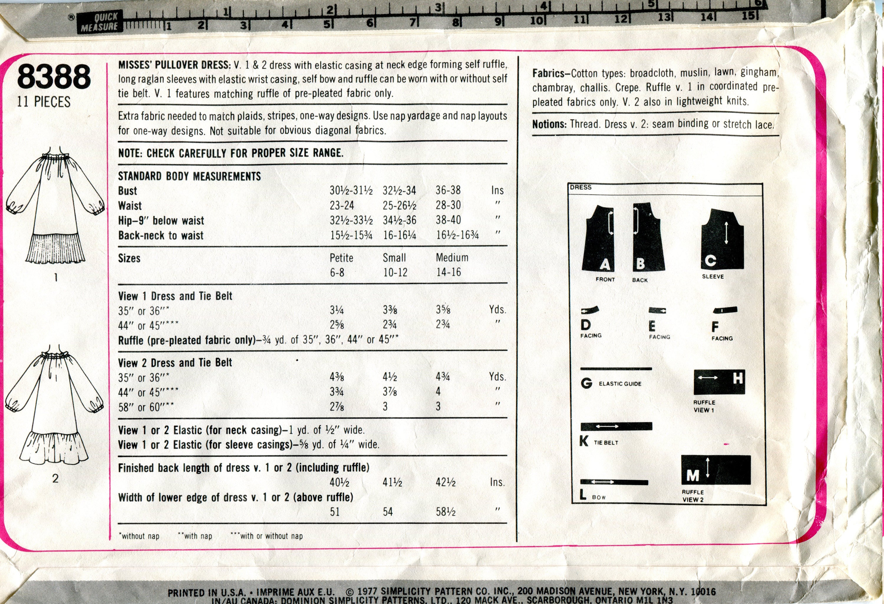 Simplicity 8388 Vintage 70s Boho Chic Peasant Dress Ruffled | Etsy
