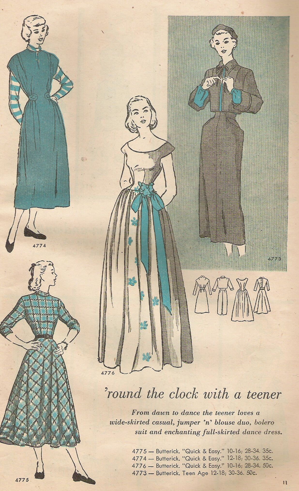 Butterick 4776 Original Vintage 40s Formal Strapless Ball Gown Dress ...
