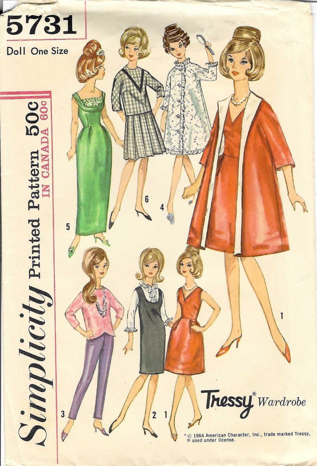 Original Simplicity 5731 Tressy Barbie 11.5" Teen Doll Clothing Vintage ...