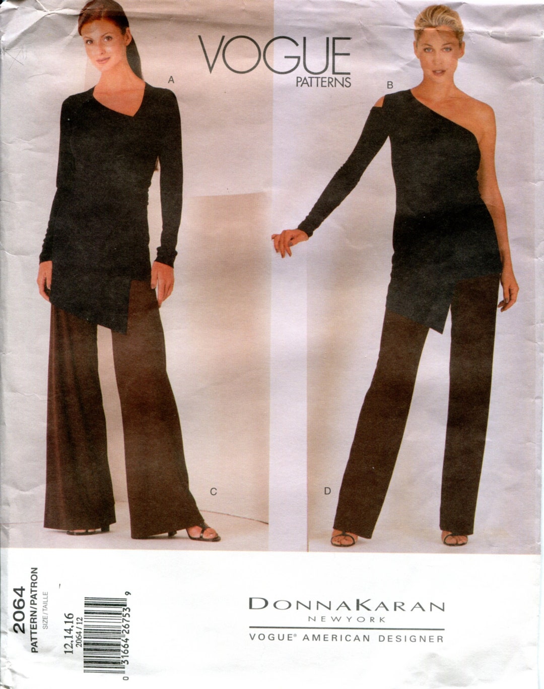 Vogue 2064 Donna Karan Knit Pants Wrap Top Tunic Asymmetrical off ...