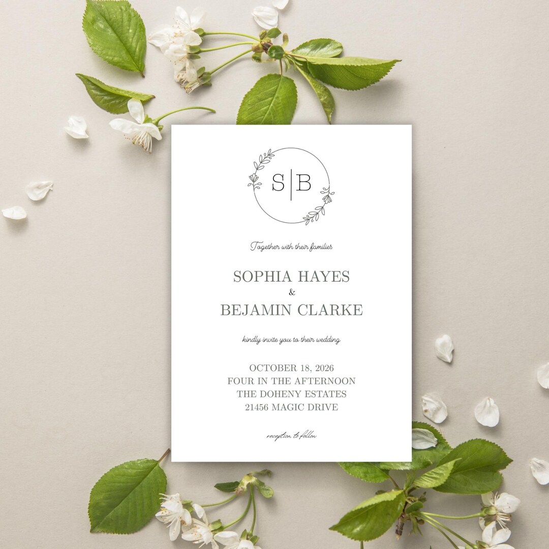 Custom Monogram Wedding Invitation | Classic Initials Invitation ...