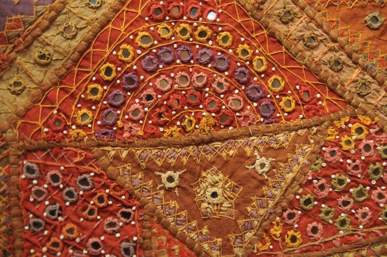 Indian Mirrorwork Wall Hanging With Very Detailed Embroidery - Etsy