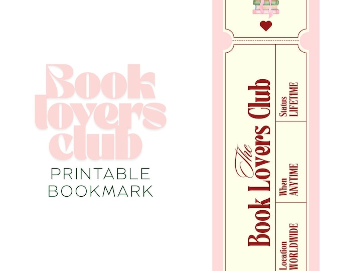 Movie Ticket Bookmark Printable | Bookish Digital Download | Aesthetic ...