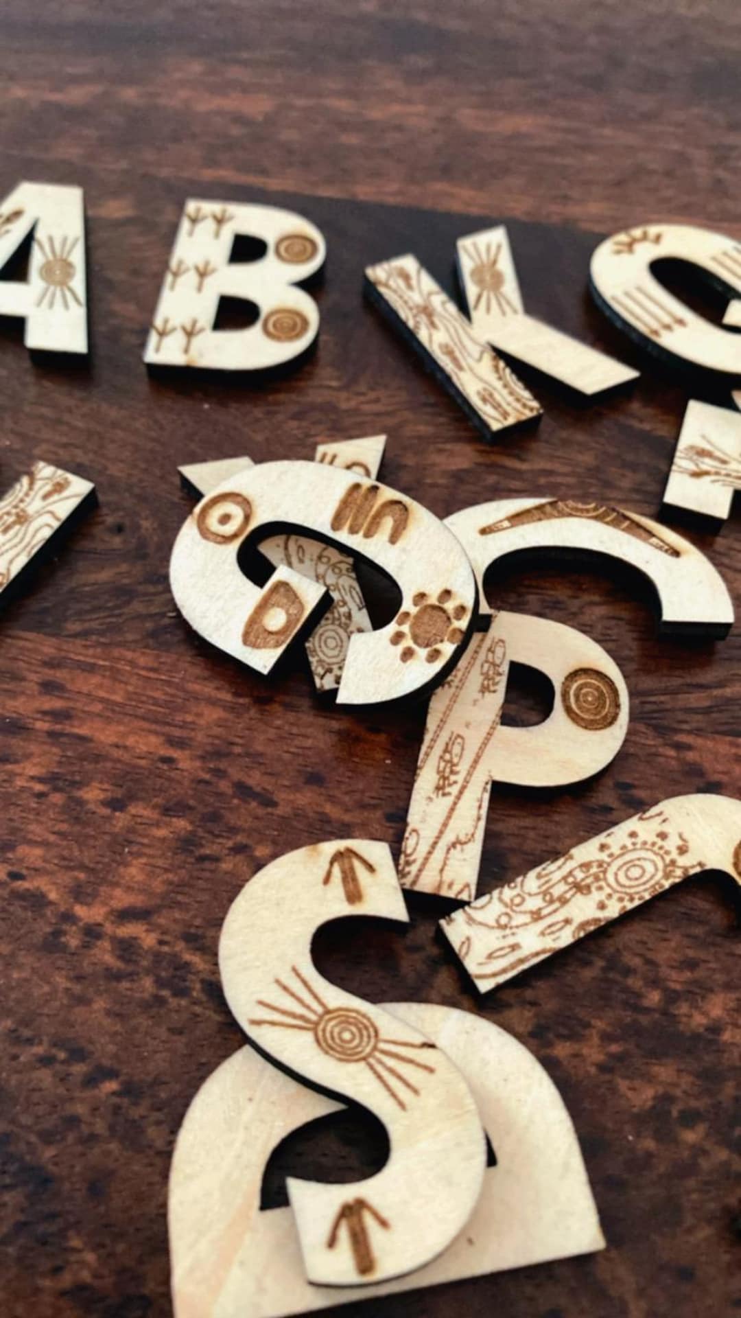 Indigenous Inspired Wooden Alphabet Letters | Laser Engraved Basswood ...