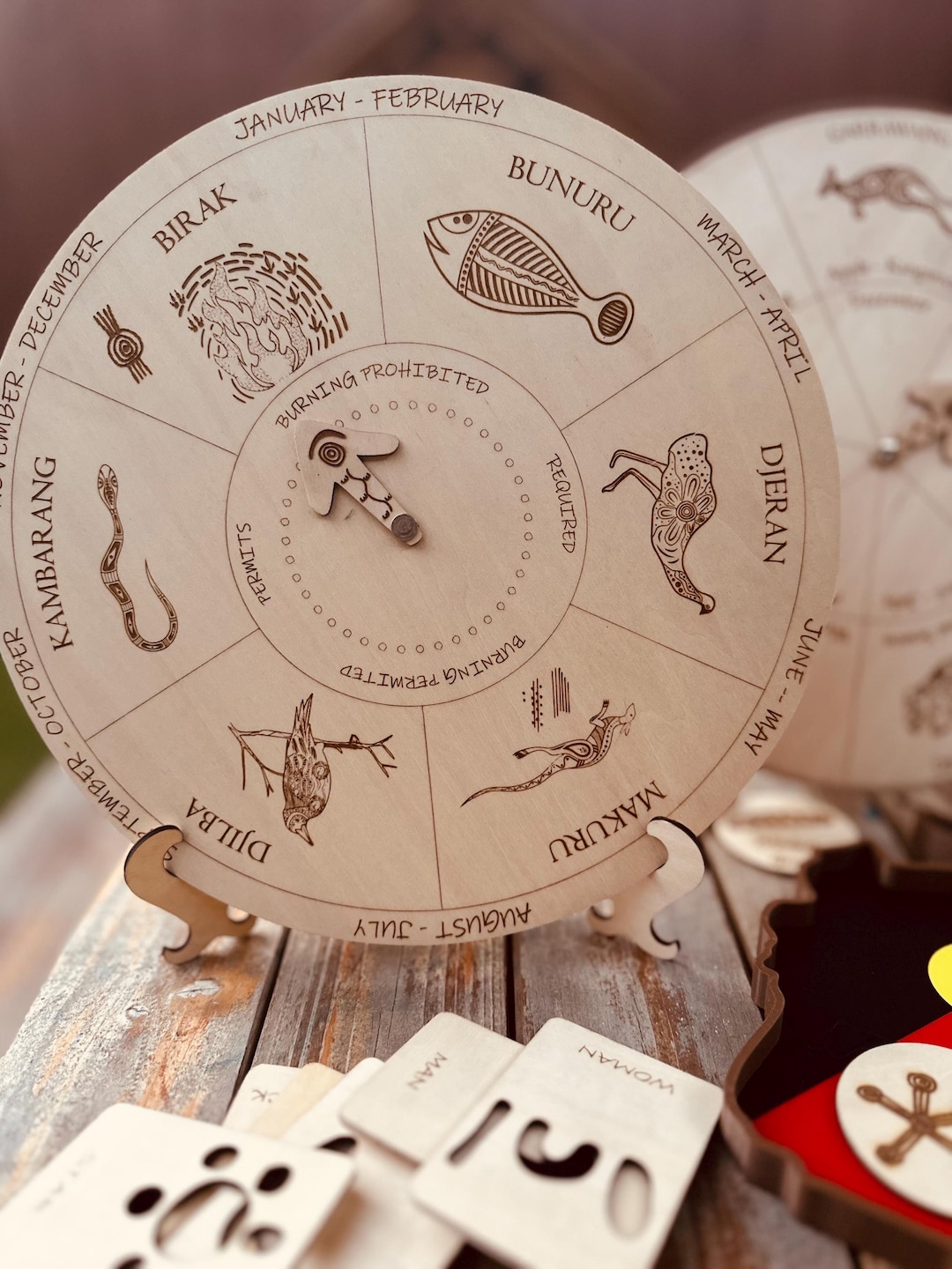 Wooden Aboriginal Seasons Wheel | Indigenous Learning Spinner for Kids ...